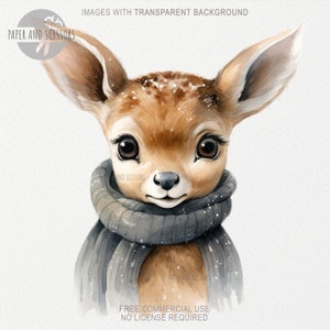 10 Baby Deer Clipart, Deer PNG, Watercolor Reindeer Illustration ...