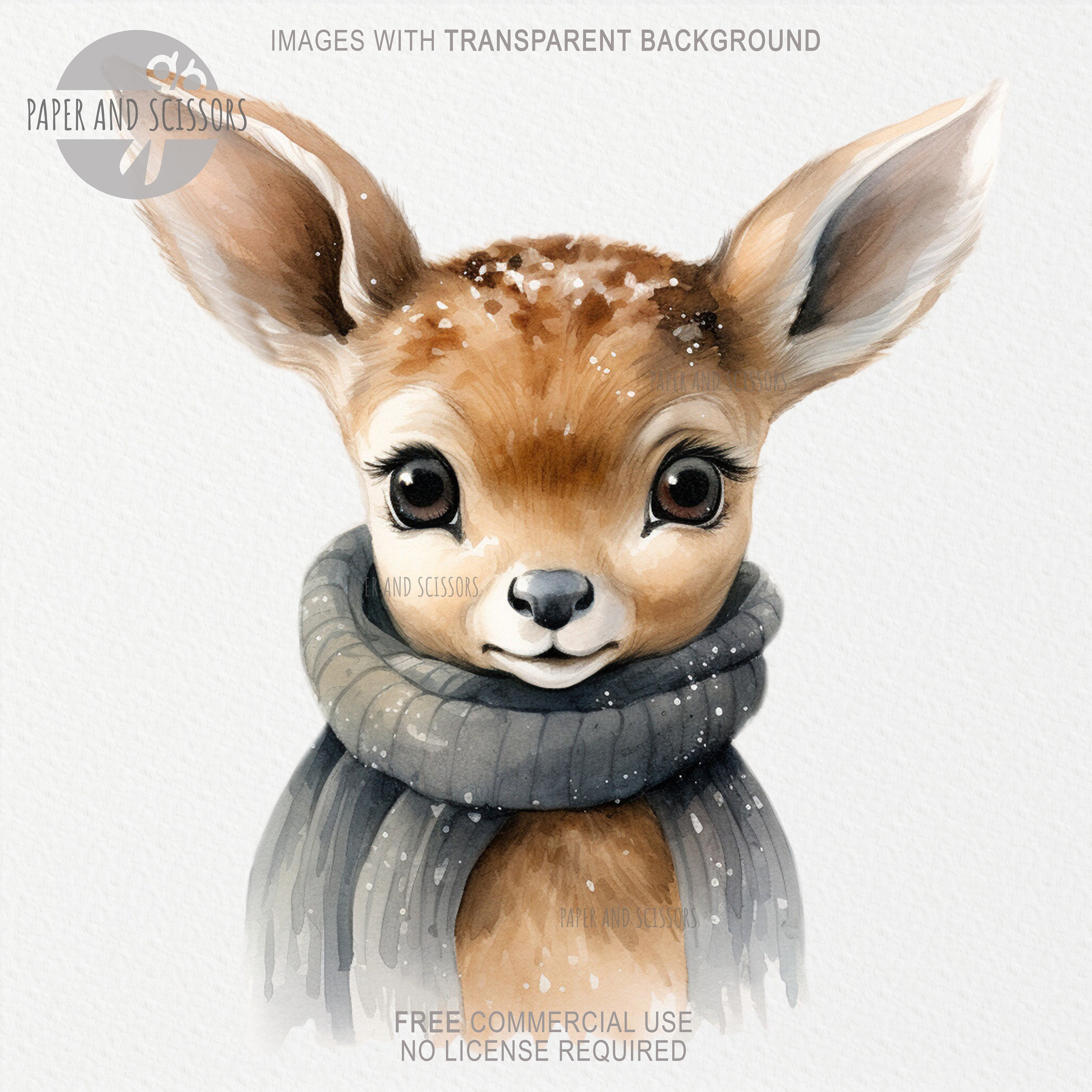 10 Baby Deer Clipart, Deer PNG, Watercolor Reindeer Illustration ...