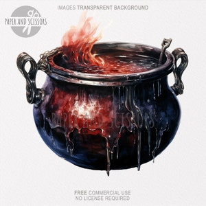 10 Cauldrons Clipart, Cauldron PNG, Watercolor Cauldron Illustration ...