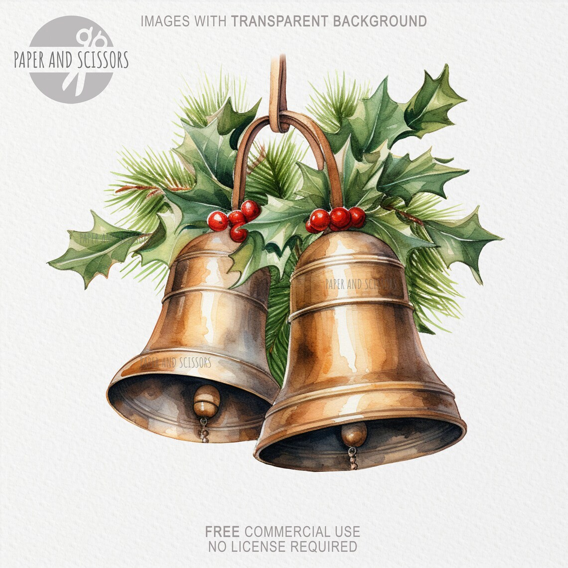 15 Bells Clipart, Bell PNG, Watercolor Bell Illustration, Christmas ...