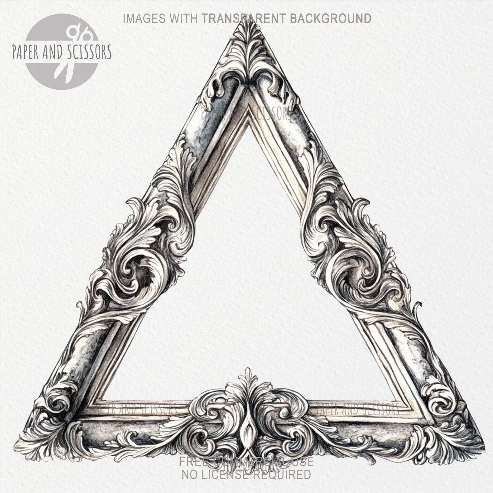 Ornate Antique Silver Frames Clipart, Vintage Silver Frames Image ...