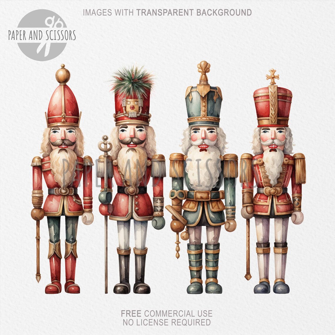 15 Christmas Nutcrackers Clipart, Watercolor Christmas Nutcrackers PNG ...