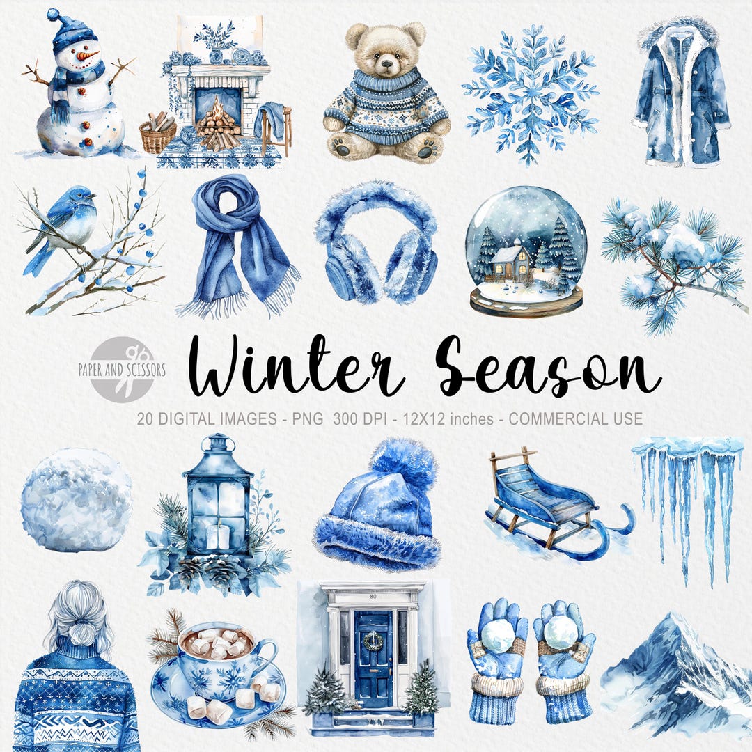20 Winter Season Cliparts, Cozy Snowy Season PNG, First Snow, December ...
