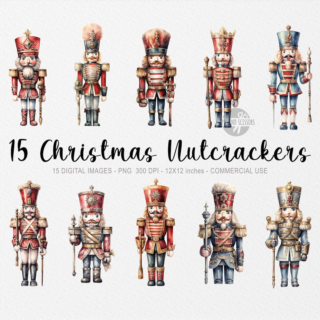 15 Christmas Nutcrackers Clipart, Watercolor Christmas Nutcrackers PNG ...