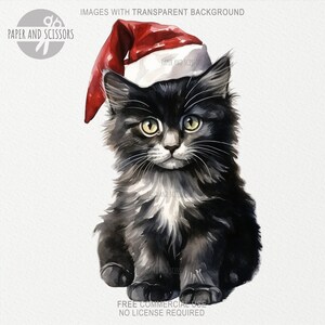15 Christmas Cats Clipart, Watercolor Cat PNG, Kitten PNG, Christmas ...