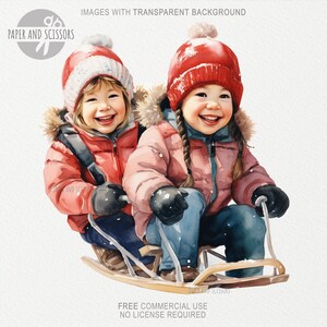 10 Children During Winter Clipart, Watercolor Children PNG, Christmas ...