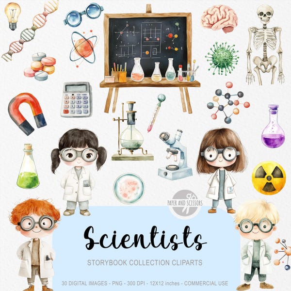 Cute Scientist Clipart - Etsy UK