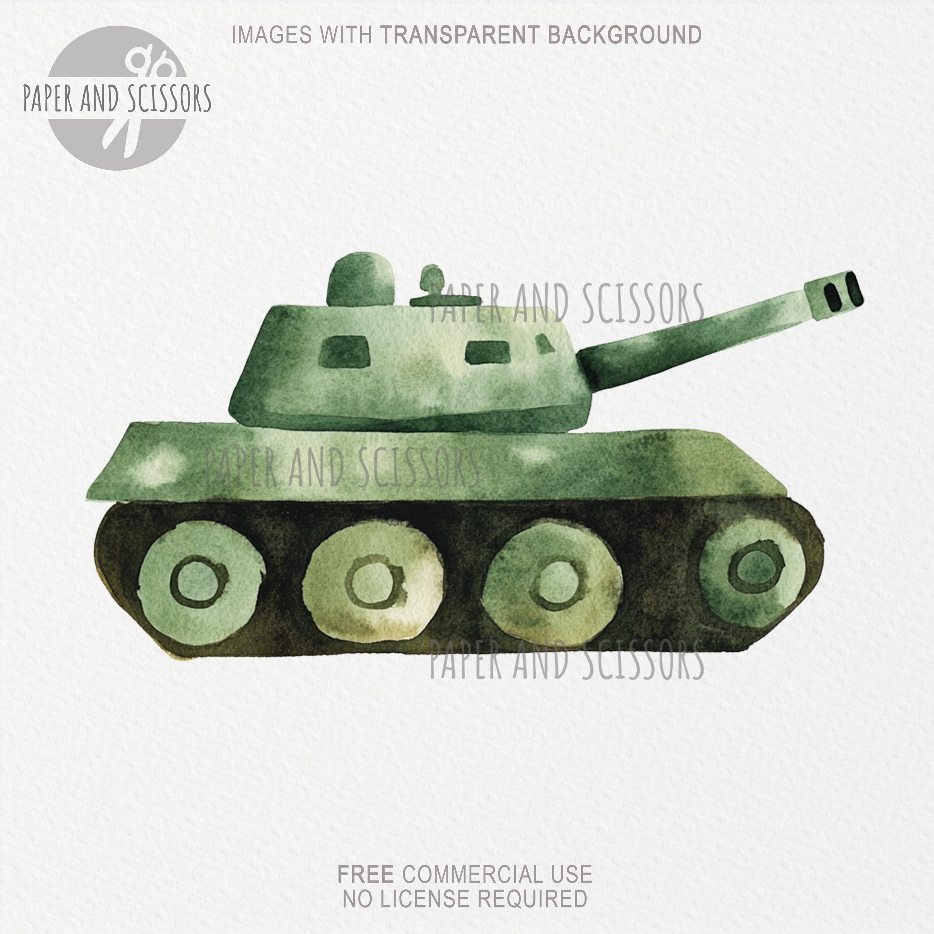 10 Cute Tanks Cliparts, Militaty Vehicle Watercolor PNG, Truck, Tank ...