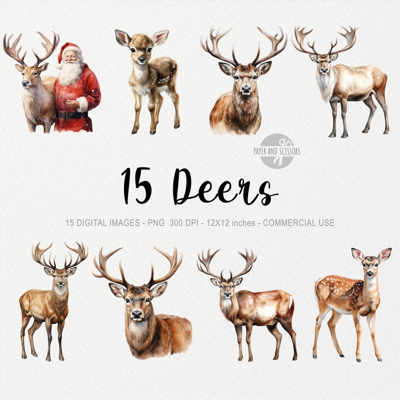 Reindeer Watercolor - Etsy