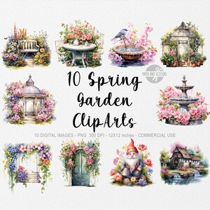 10 Spring Garden Clipart, Spring PNG, Spring Birds Illustration ...