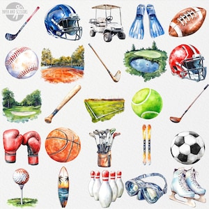 Sports Clipart, Sport PNG, Watercolor Sport Illustration, Hockey ...
