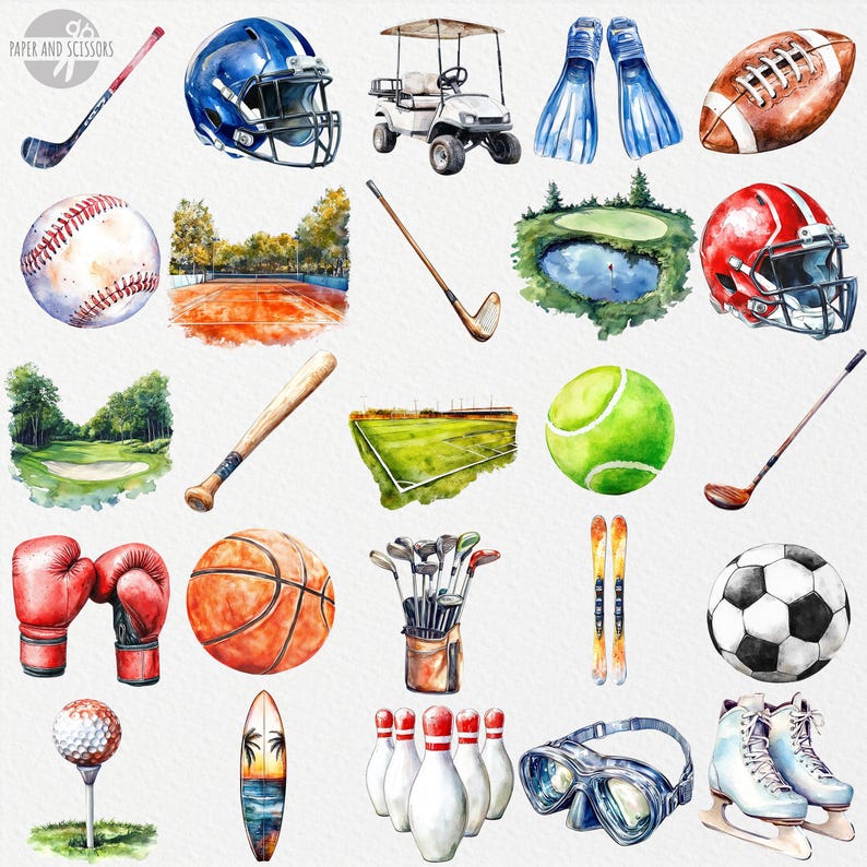 Sports Clipart, Sport PNG, Watercolor Sport Illustration, Hockey ...