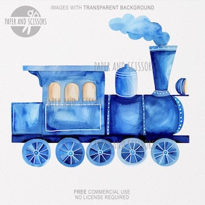 10 Train Cliparts, Watercolor PNG, Cute Train, Locomotive, Railway ...