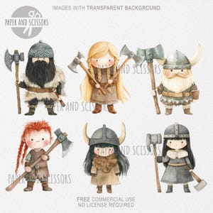 40 Cute Viking Clipart, Watercolor Storybook, Nordic Nursery, Iceland ...