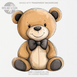 10 Cute Brown Teddy Bear Watercolor Clipart, Teddy Bear PNG, Beige ...