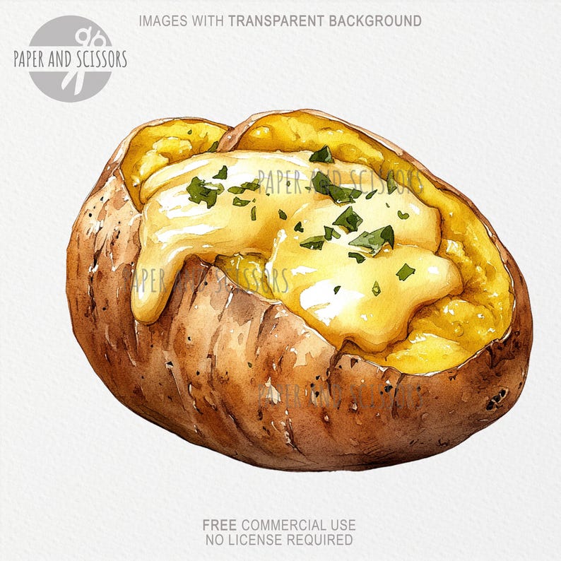 20 Baked Potato Food Clipart, Potatoes PNG, Cuisine Illustration ...