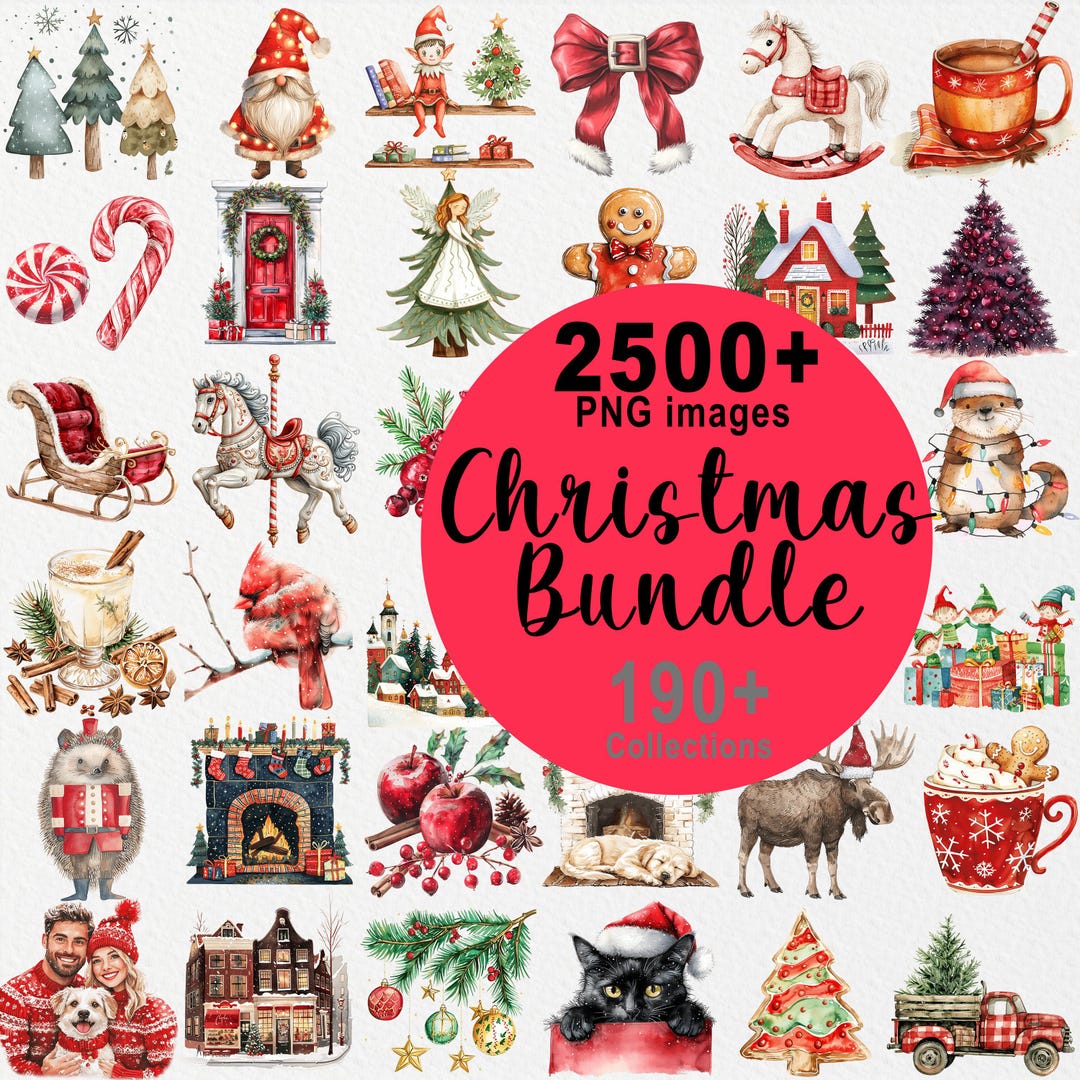 2 500+ Christmas & Winter PNG Clipart, Watercolor Cozy December Decor ...