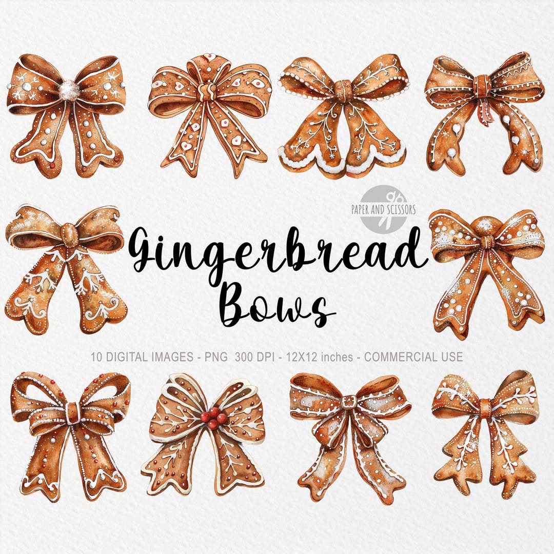 10 Christmas Gingerbread Bow Cliparts, Christmas Santa Bow PNG ...