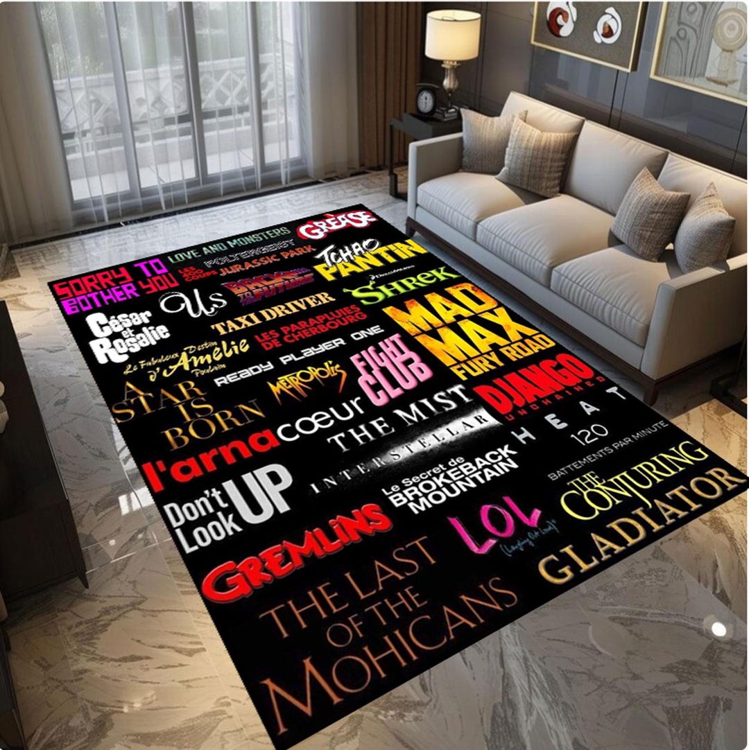 Retro Movies, Classic Films, Cinema Rug, Modern Rug, Colorful Carpet ...