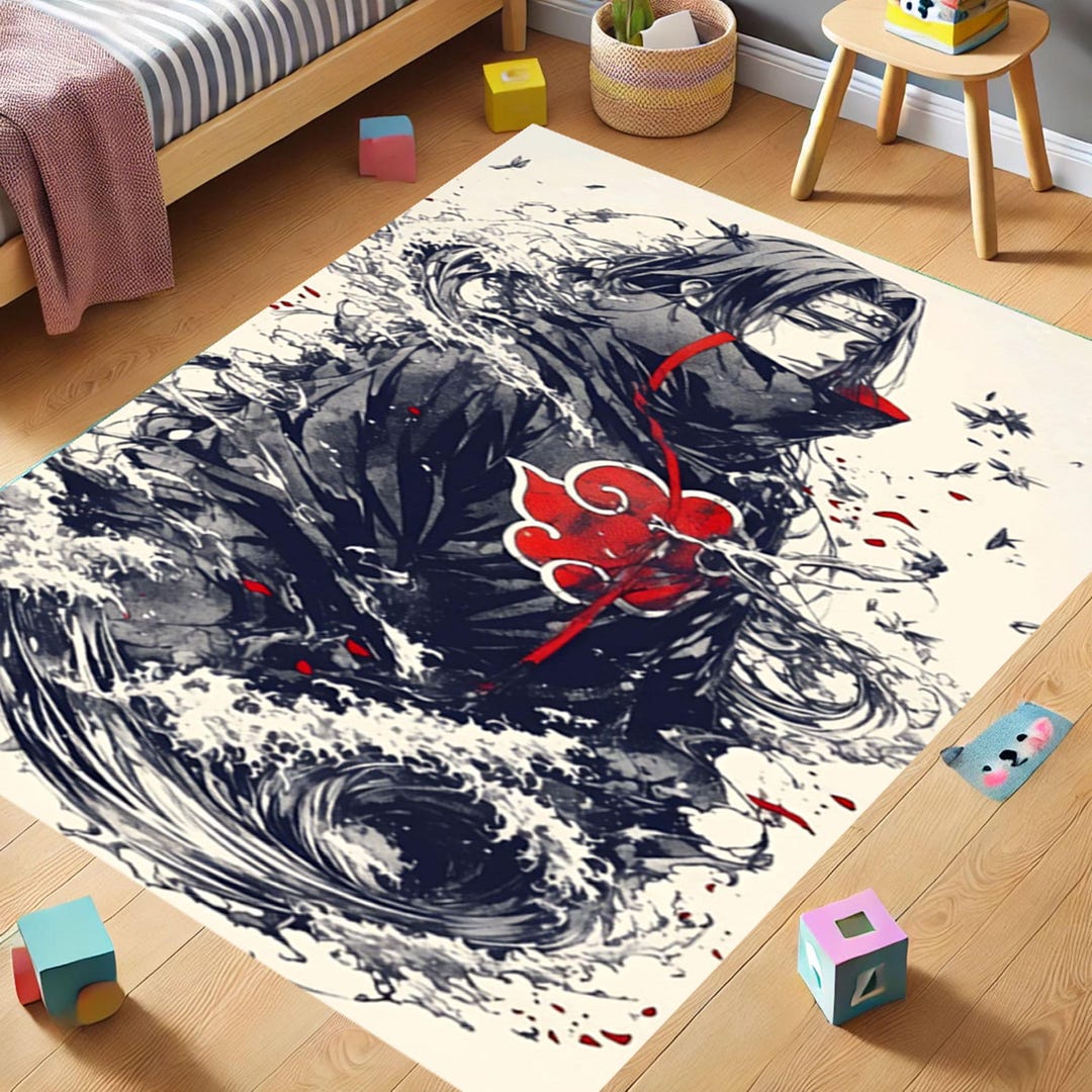 Itachi Anime Rug, Akatsuki Design Rug, Washable Non-slip Mat, Soft Cozy ...