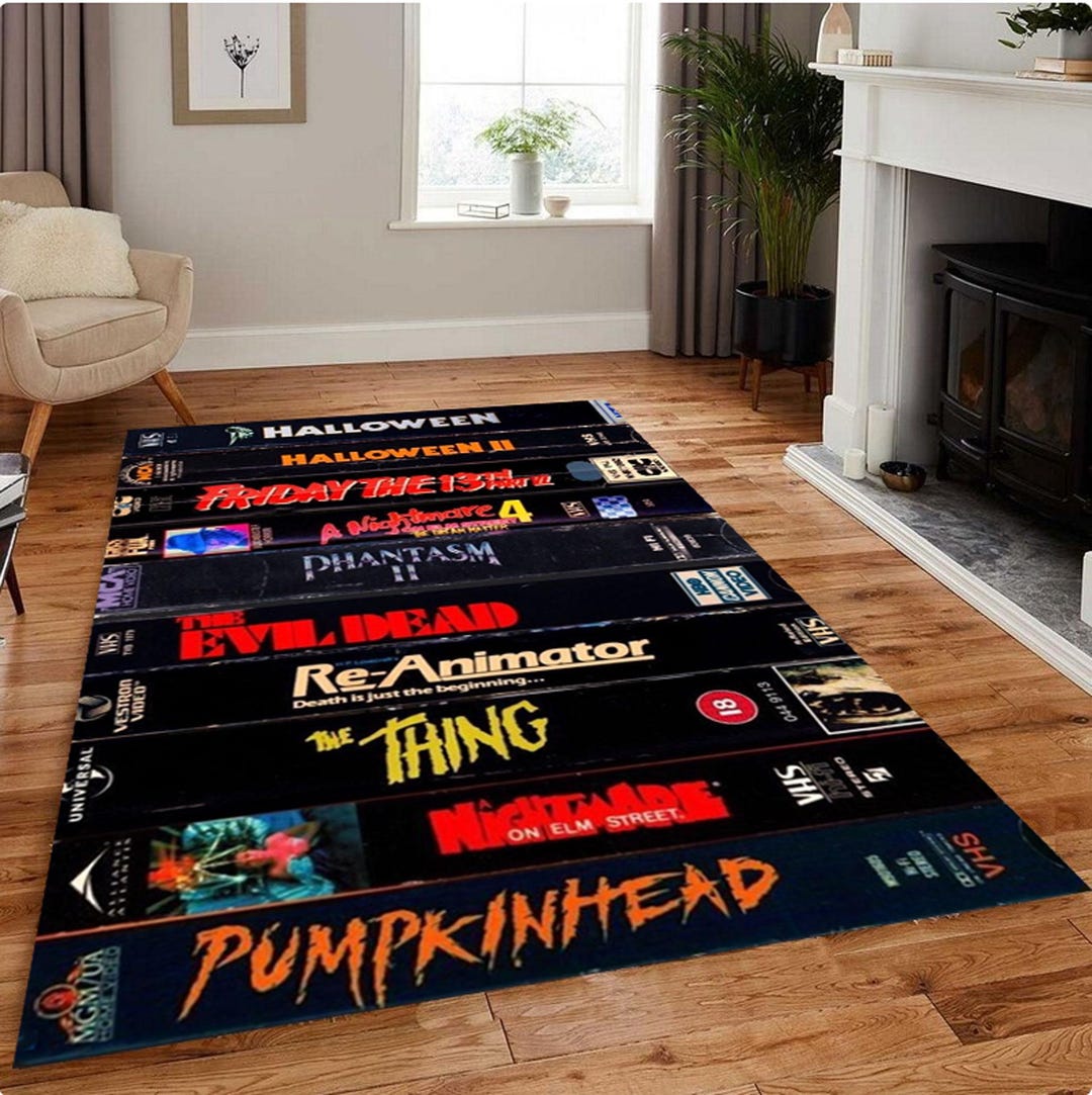 Retro Movies, VHS Films, Horror Rug, Modern Rug, Colorful Rug, Art Rug ...