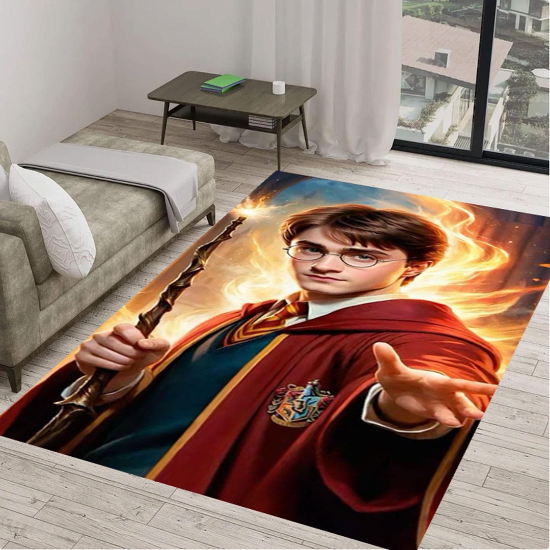 Harry Potter Rug, Wizard School Carpet, Gryffindor Magic Rug, Enchanted ...