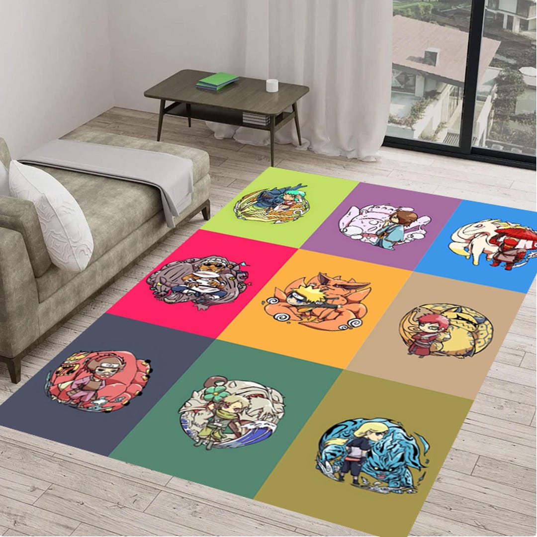 Naruto Rug, Anime Carpet, Ninja Decor, Shinobi Mat, Bijuu Design ...