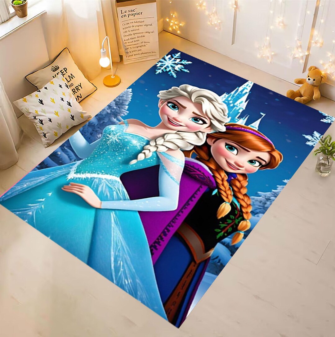 Elsa Princess Rug, Frozen Castle Rug, Washable Non-slip Mat, Soft Cozy ...