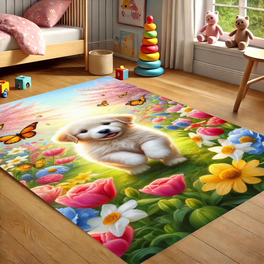 Happy Puppy Rug, 3D Dog Carpet, Washable Pet Mat, Non-slip Furry Rug ...