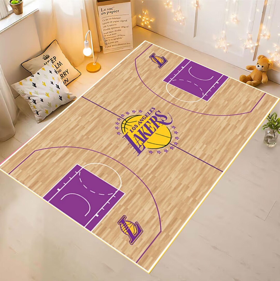 LA Basketball Court Rug, Lakers Fan Carpet,nba Sports Mat,game Room ...