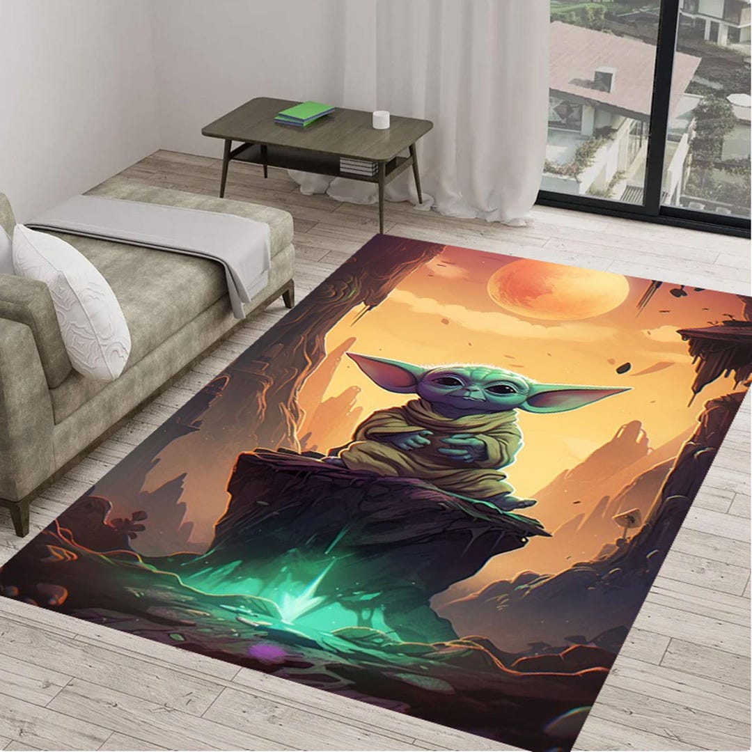 Star Wars Baby Yoda Rug, Galactic Warrior Carpet, Soft Washable Non ...