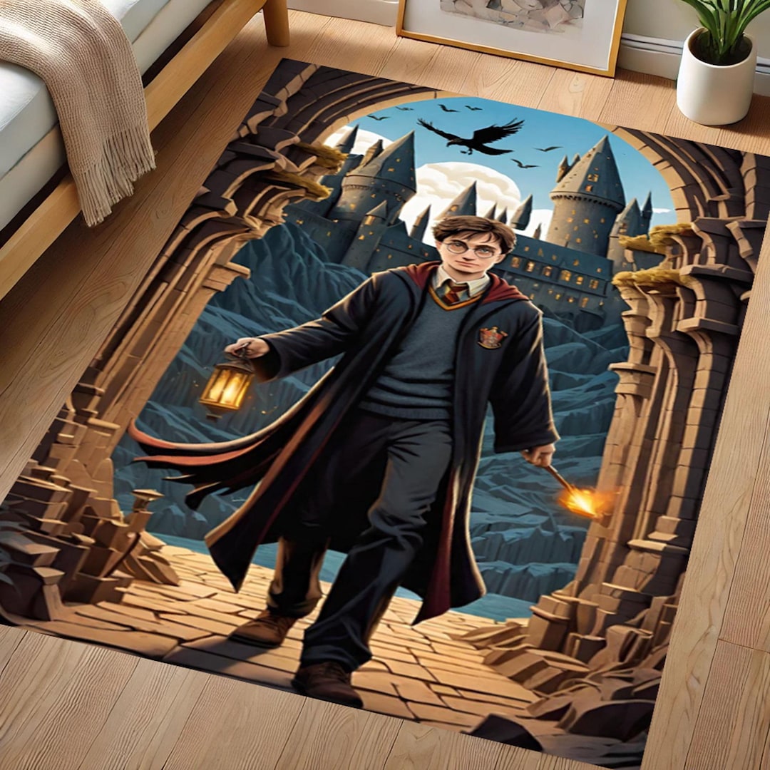 Harry Potter Rug, Hogwarts Castle Carpet, Wizard Theme Rug, Magic Decor ...