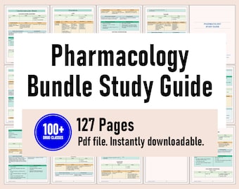 Pharmacology Bundle Nursing Study Guide 100 Classes Cardiac, Psych ...