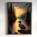 Printable Wall Art, Sunset Loon Lake, Common Loon, Loon Decor, Custom ...