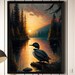 Printable Wall Art, Sunset Loon Lake, Common Loon, Loon Decor, Custom ...