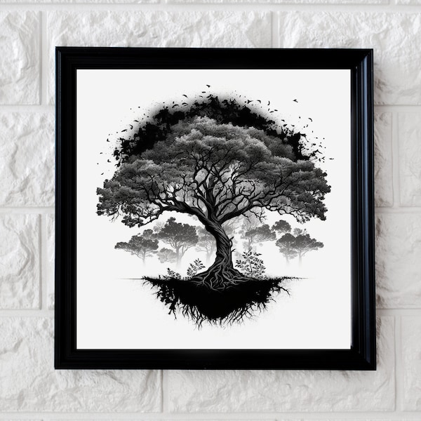 Black and White Tree - Etsy