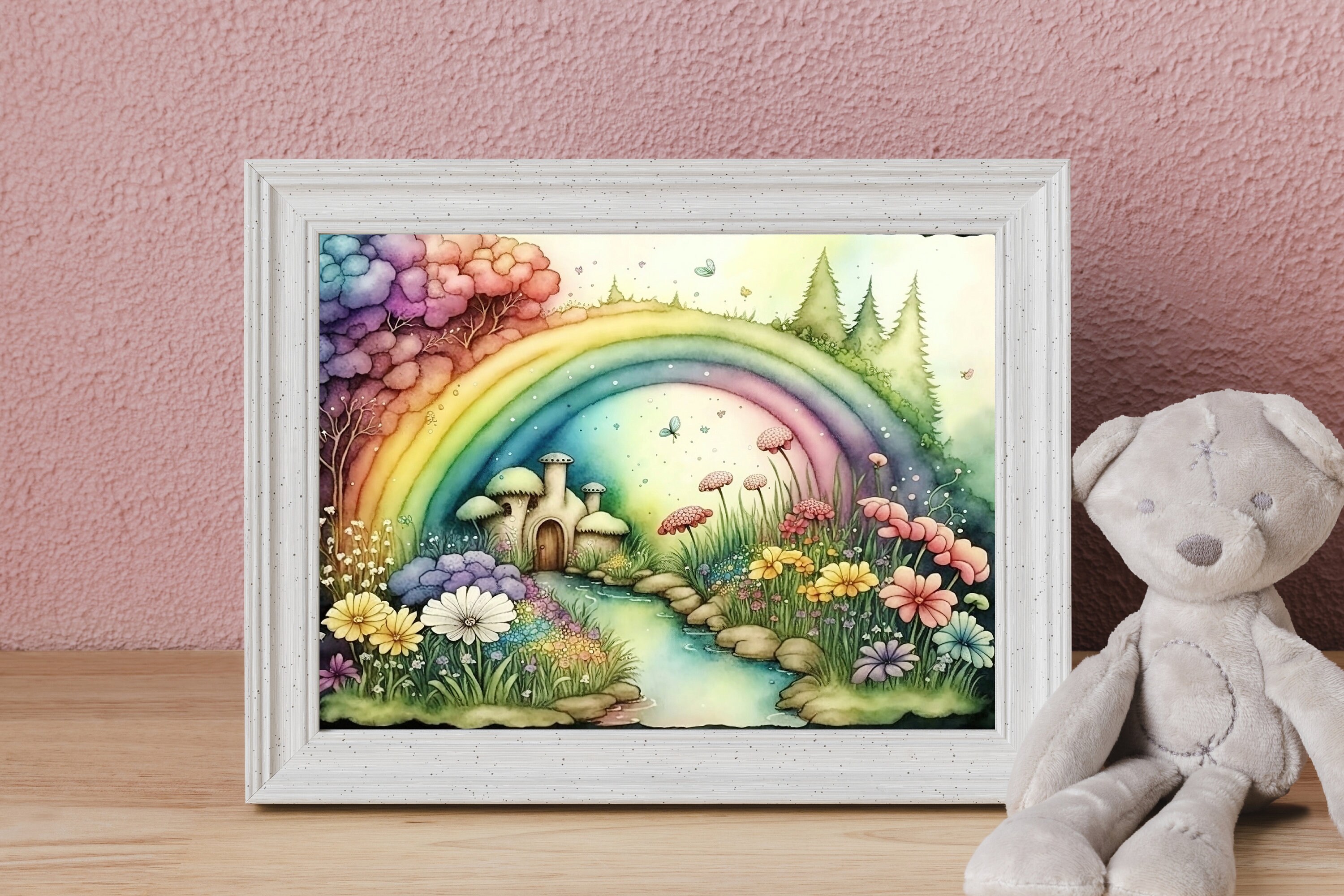 Printable Art, Fairycore Art, Pastel Rainbow Decor, Fairyland, Girly ...