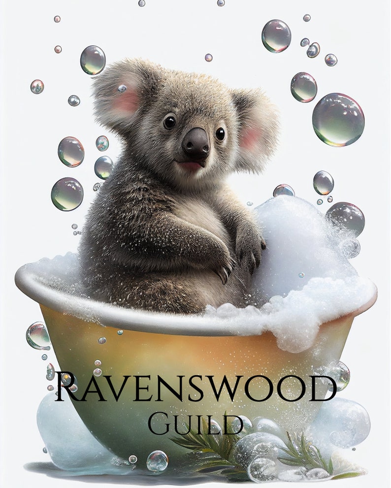 Printable Art, Cute Koala, Animal in Bathtub, Koala Bear Bathroom Wall ...