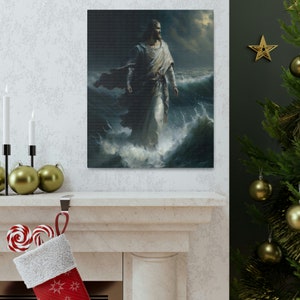 Jesus in the Storm, Wall Canvas Art, Christian Art, Jesus Walking on ...