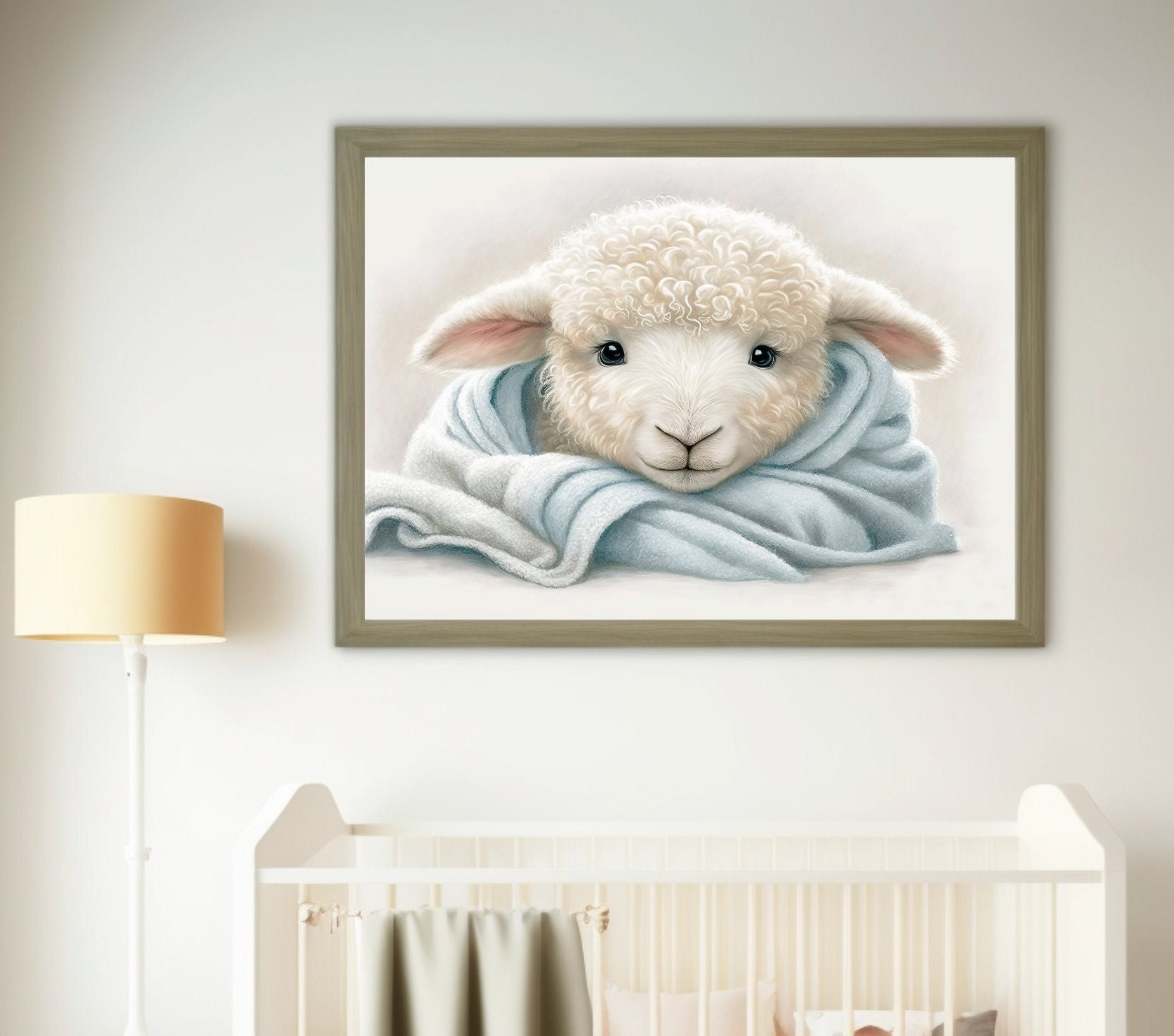 Printable Art, Little Lamb Nursery Wall Art, Baby Boy Blue Lamb, Tiny ...