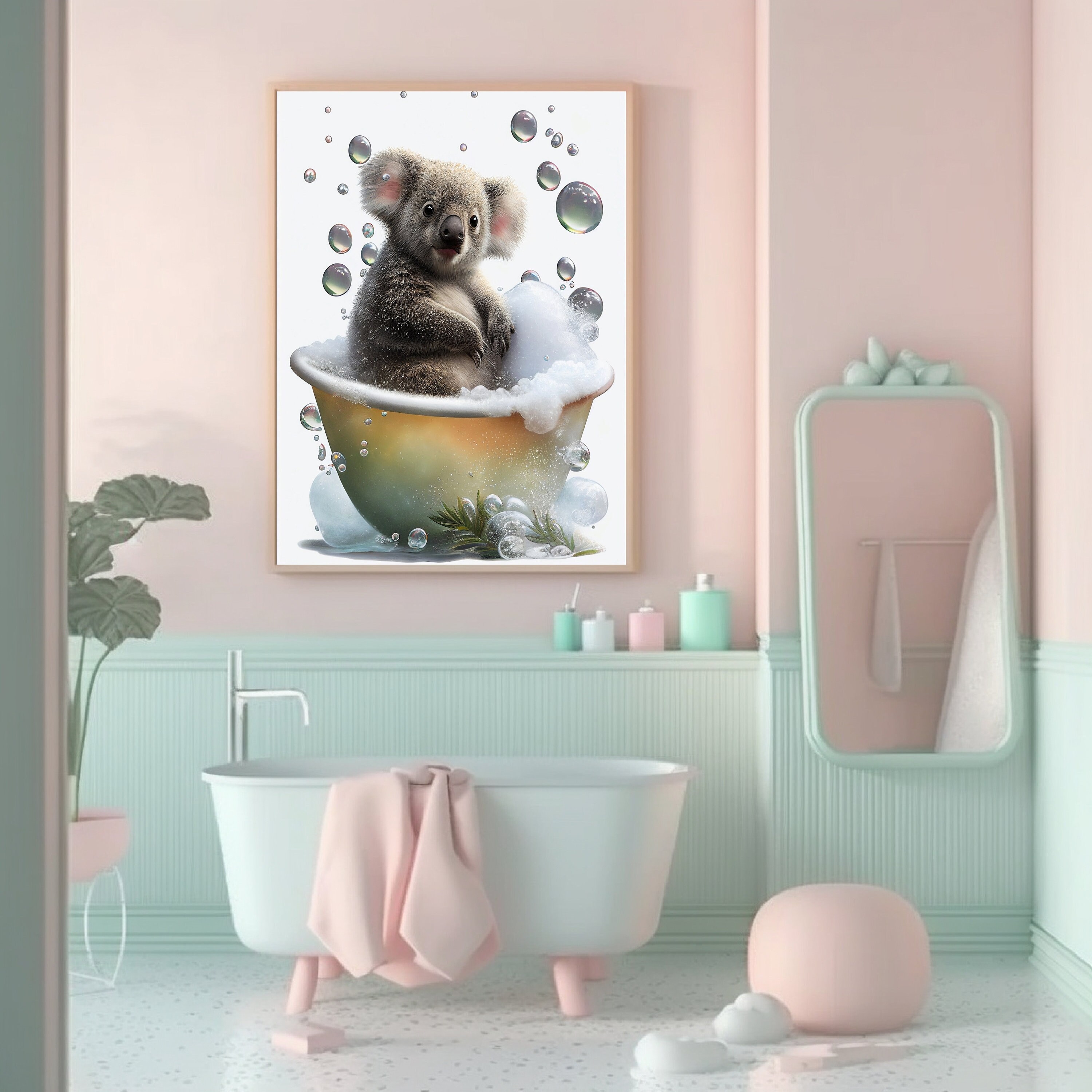 Printable Art, Cute Koala, Animal in Bathtub, Koala Bear Bathroom Wall ...