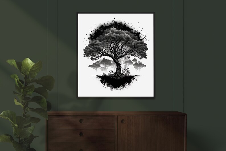 Printable Art Family Tree Roots Tree of Life Black & White - Etsy