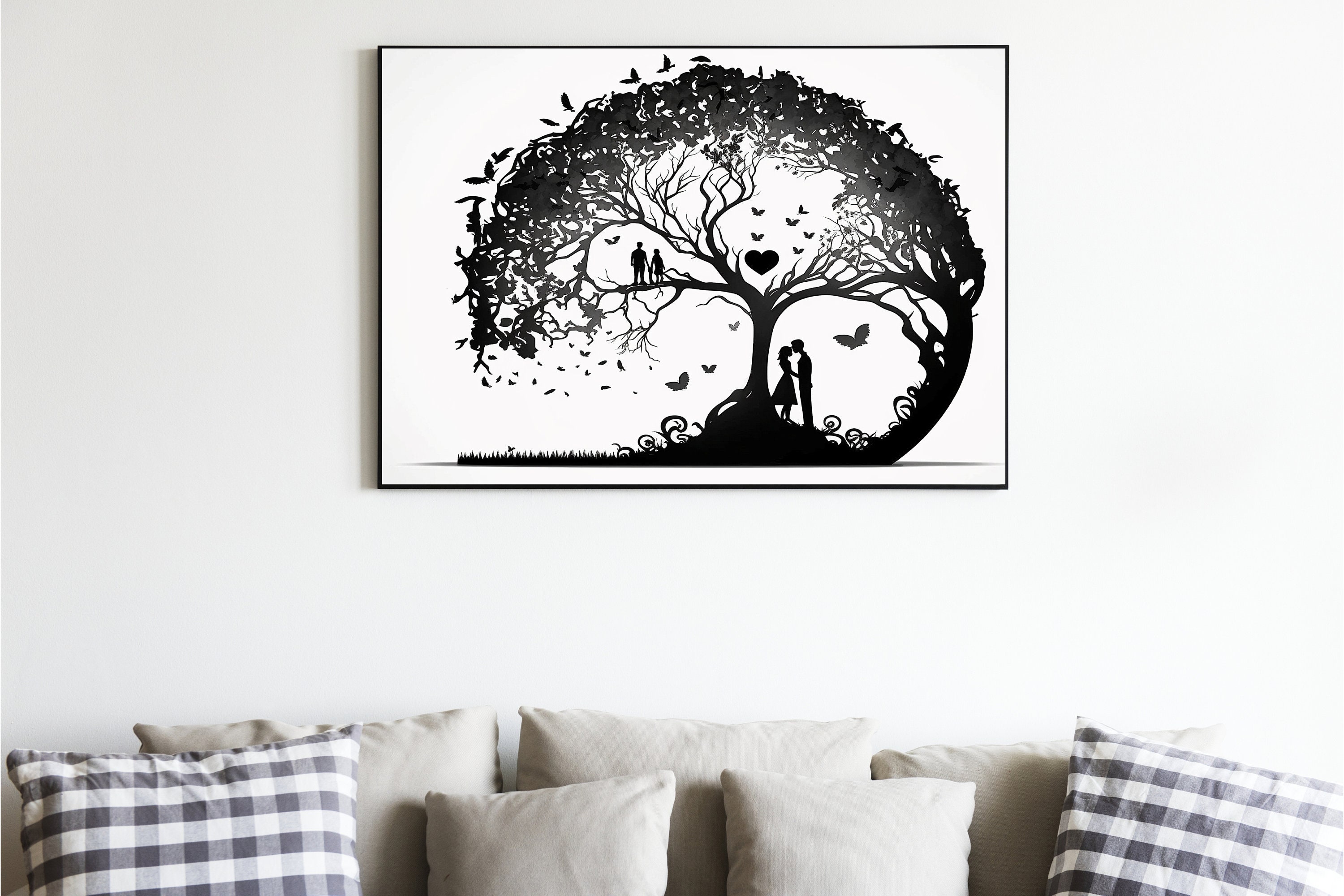 Whimsical, Black & White Family Tree, Printable Download, Family Wall ...