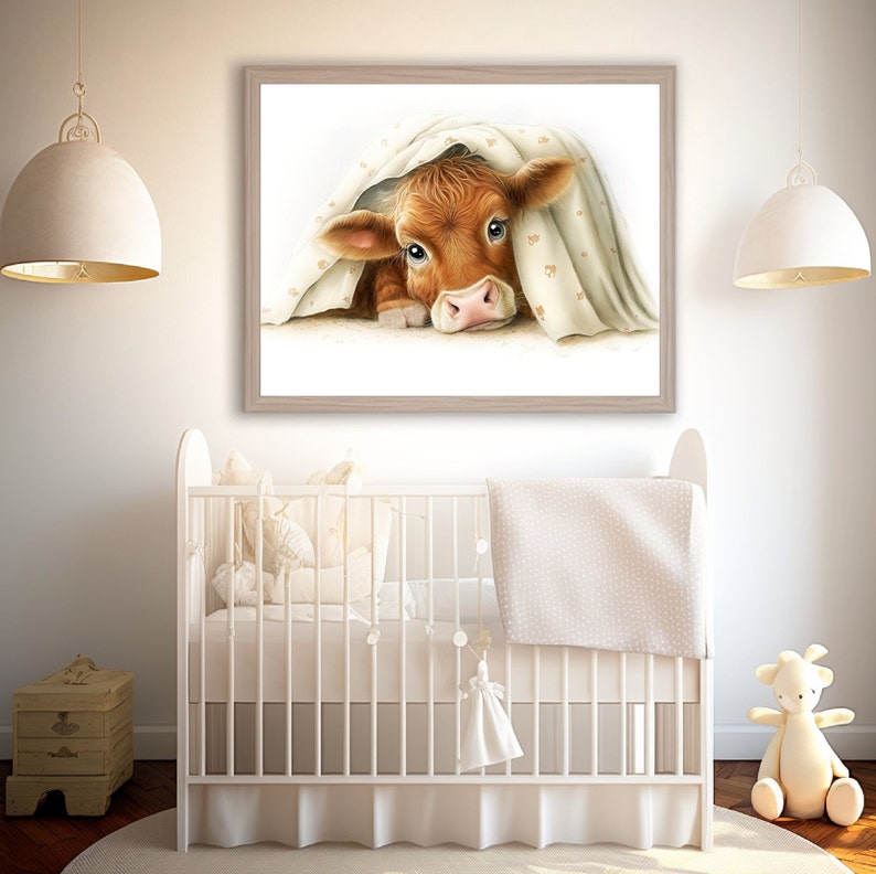 Printable Art Nursery Cow Jersey Cow Art Cow Nursery Decor - Etsy