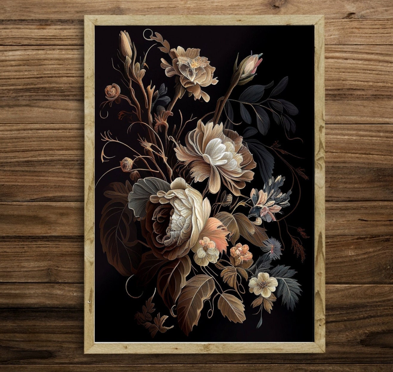 Printable Art Dark Floral Print Earth Tone Wall Art Dark - Etsy