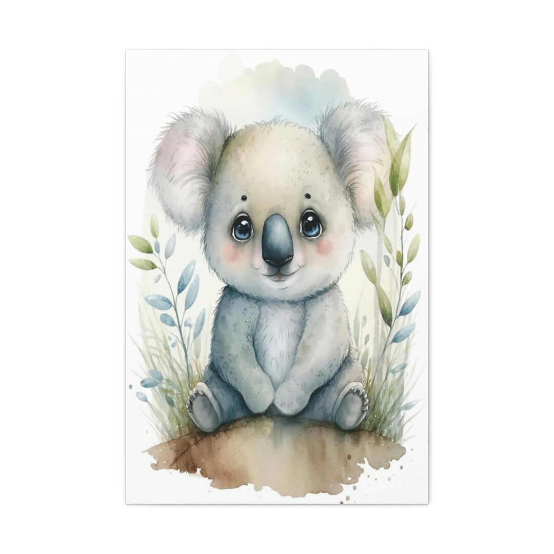 CANVAS Wall Art, Cute Baby Koala, Nursery Koala Baby, Forest Animal ...
