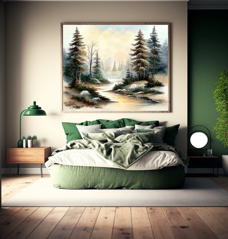 Printable Art, Lazy River, Pine Tree Wall Art, Nature Inspired Decor ...