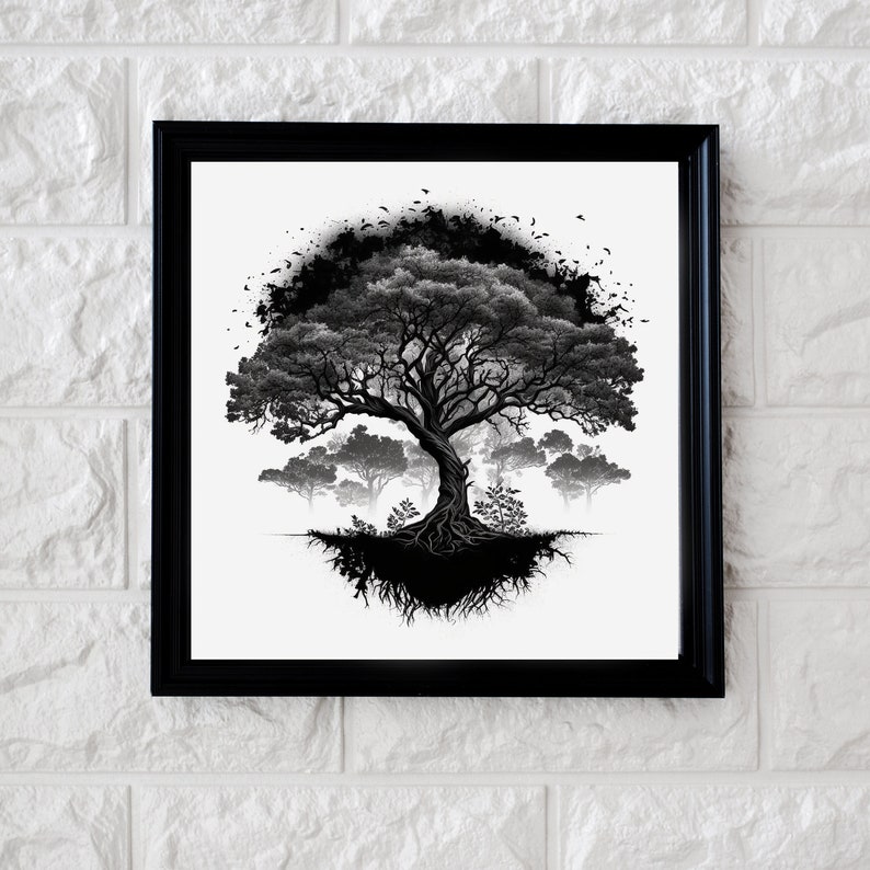 Printable Art Family Tree Roots Tree of Life Black & White - Etsy