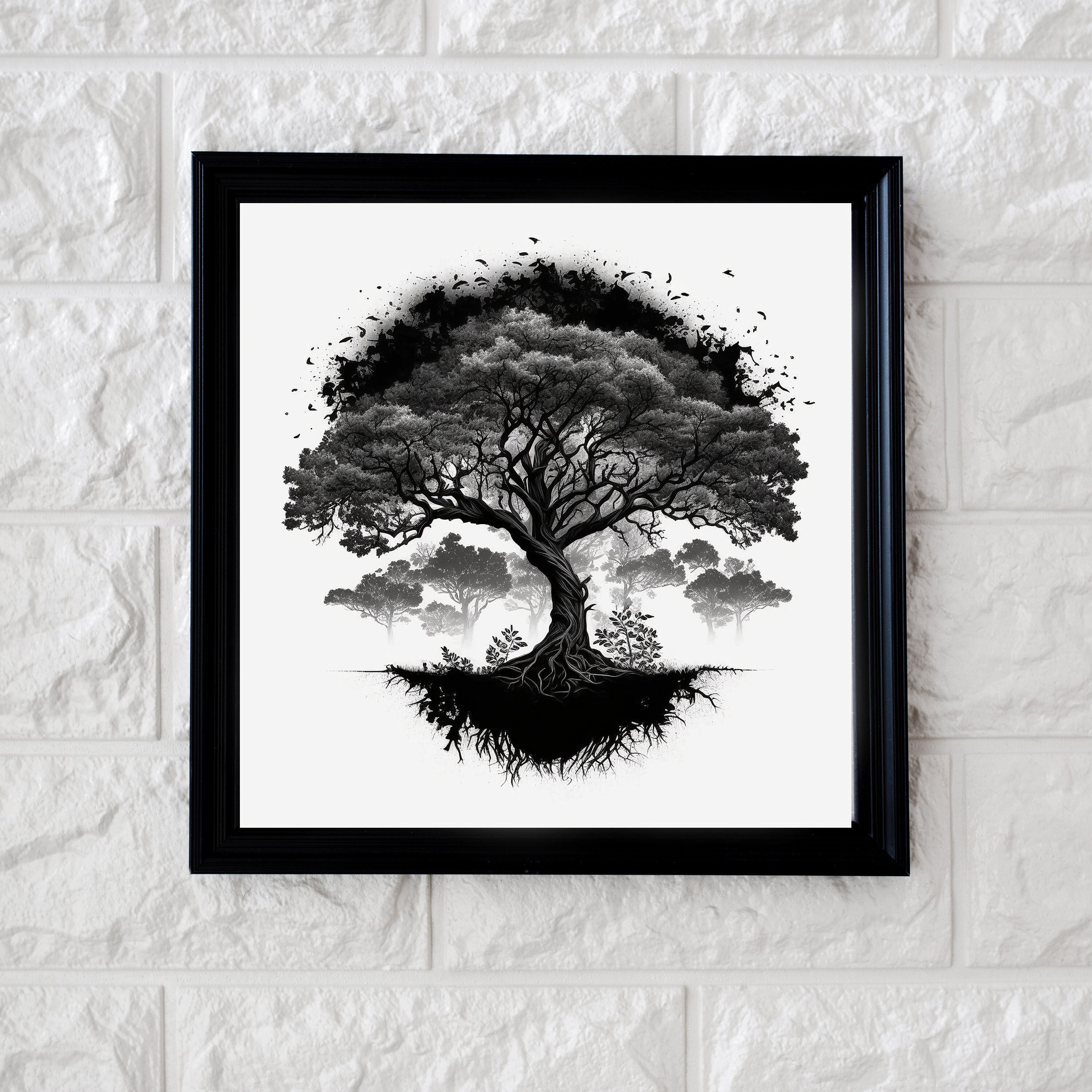 Printable Art Family Tree Roots Tree of Life Black & White - Etsy