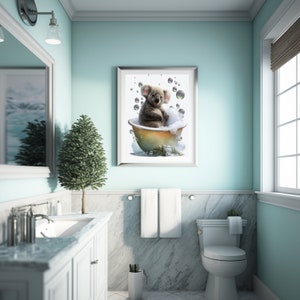 Printable Art, Cute Koala, Animal in Bathtub, Koala Bear Bathroom Wall ...
